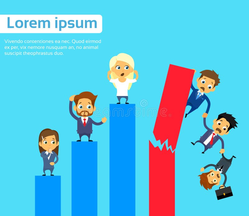 Business People Group Fall Down Financial Bar Stock Vector ...