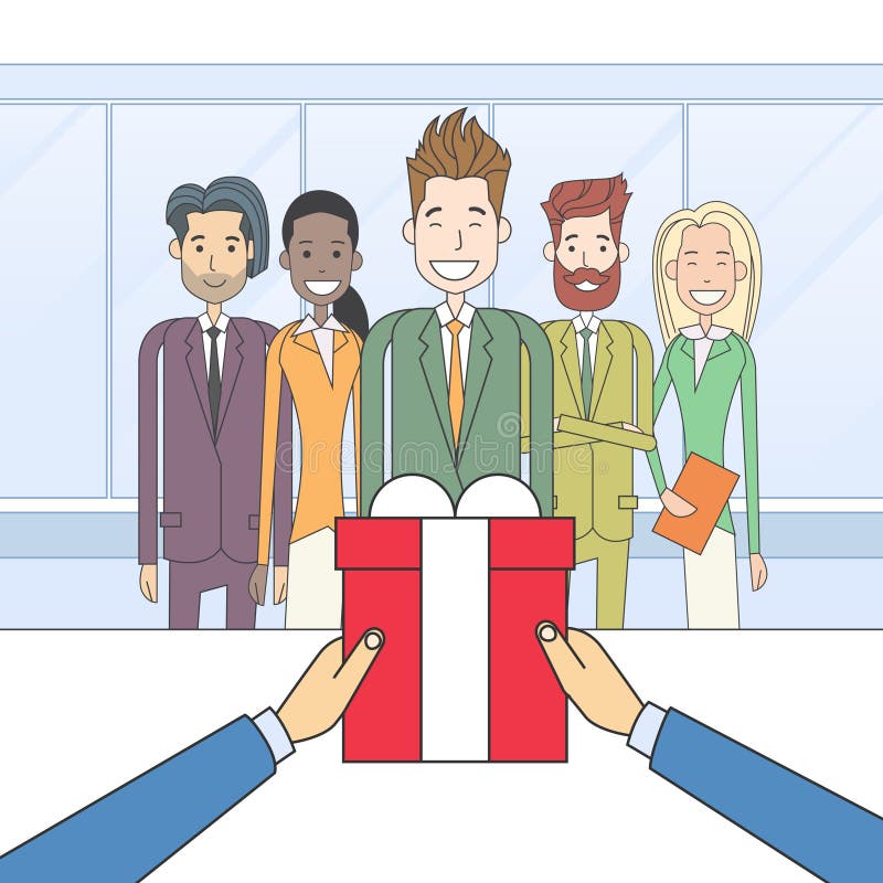 Business People Group Gift Box Present Stock Vector - Illustration of ...