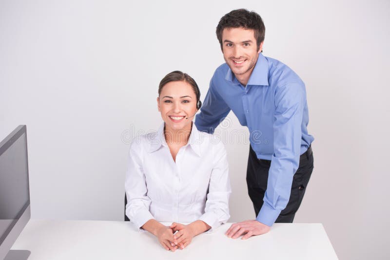 Business People Group with Headphones Giving Support. Stock Image ...