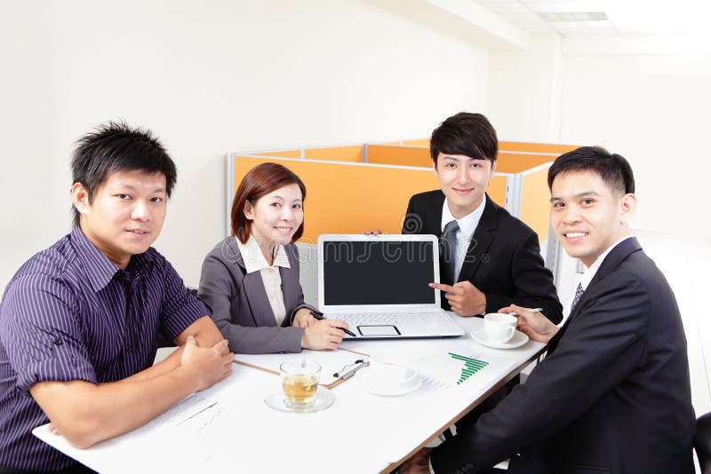 Business People Group Meeting with Computer Stock Photo - Image of boss ...
