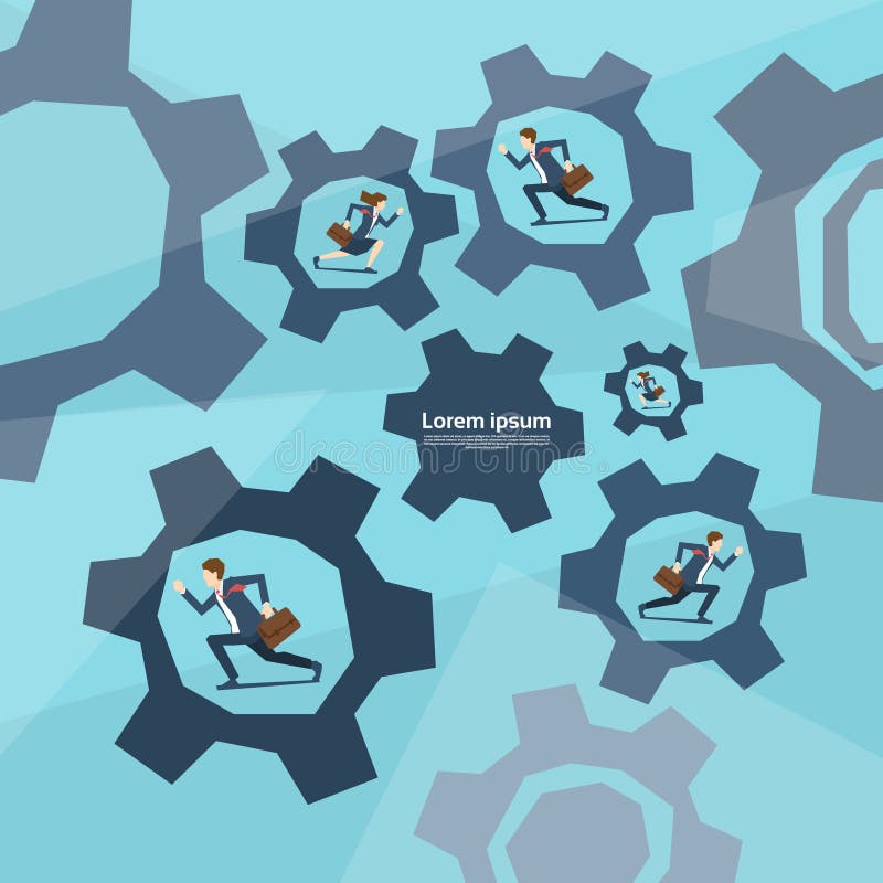 Business People Group Run in Cog Wheel Concept Teamwork Stock Vector ...