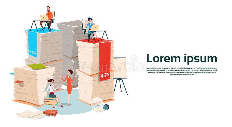 Stacked Paper Pile of Documents Banner with Copy Space Stock Vector ...