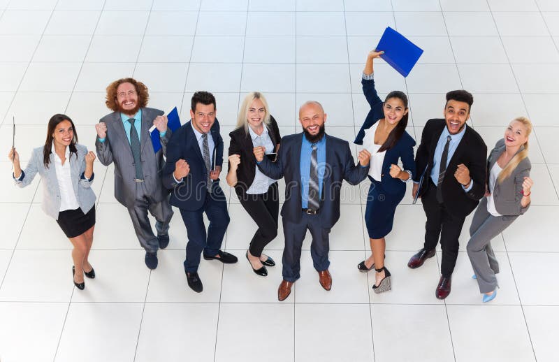 Business People Group Successful Excited Team Top Angle View ... Business People Group Successful Excited Team Top Angle View ...