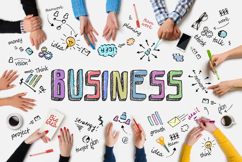 Business People Group Works at a Table - Business Concept Stock Photo ...