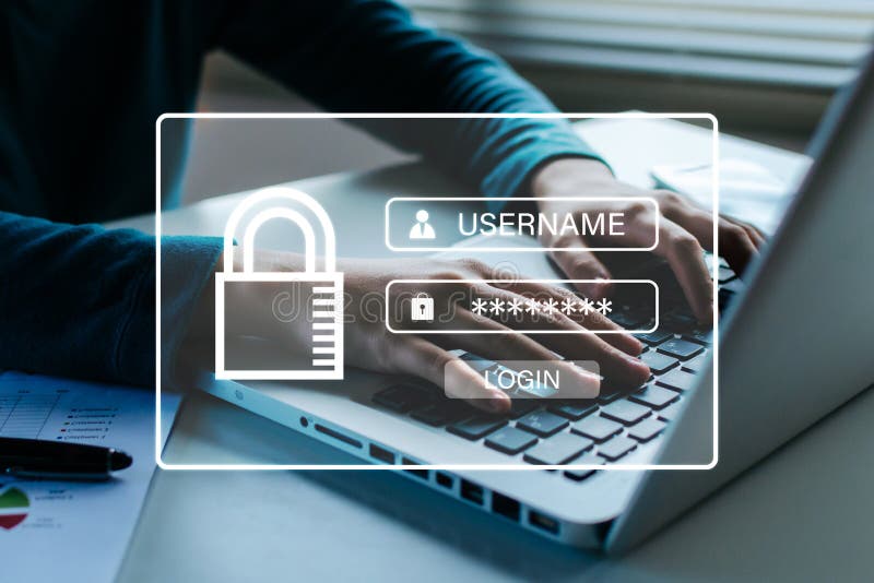 Business People Hand Entering Password Code On Laptop Computer Stock Image Image Of Hacking