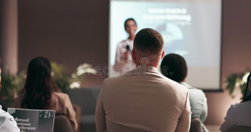 Business People, Hands Raised or Presentation with Question in Audience ...