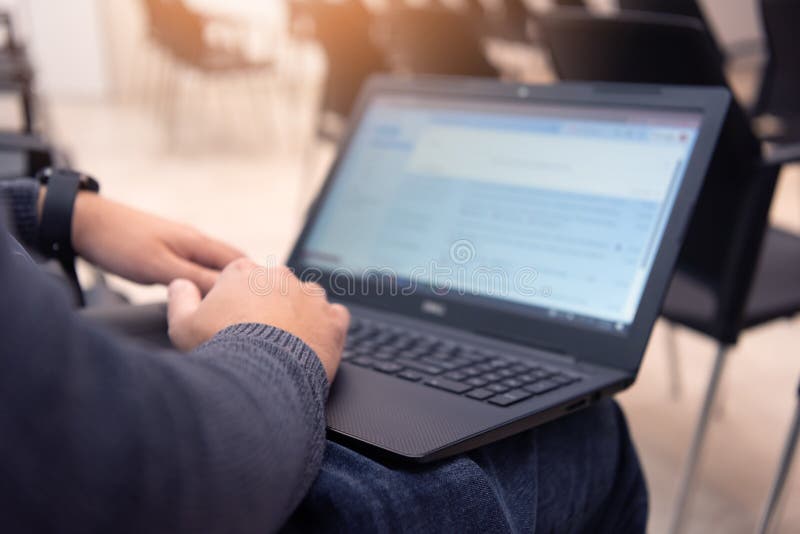 Business People Hands Using Laptop Computer during Conference Stock ...