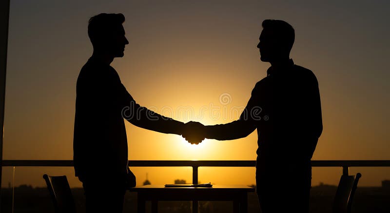Sunset Business Handshake stock image. Image of deal - 377343735