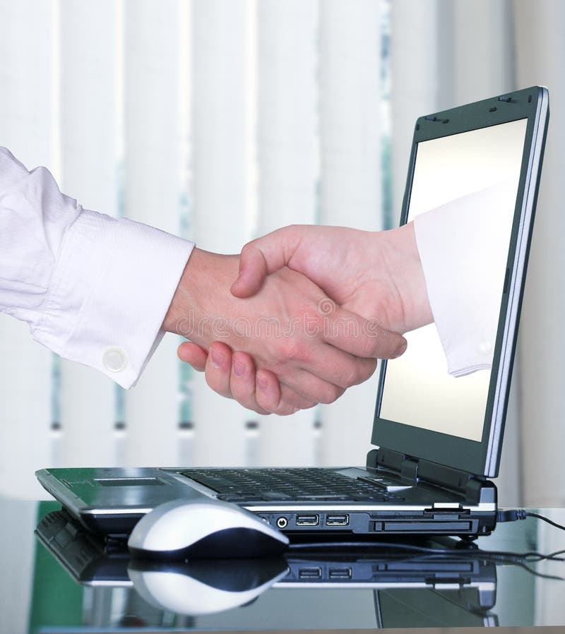 People in Comunication - Virtual Handshaking Stock Image - Image of ...