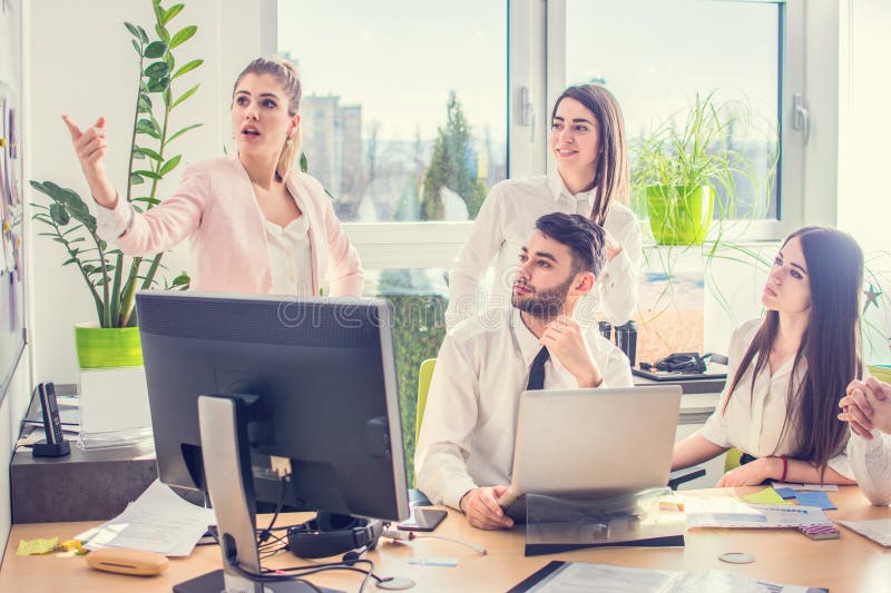 Business People Having Board Meeting in Office. Stock Image - Image of ...