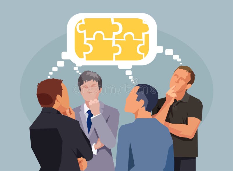 Business People Having Discussion Exchanging Thoughts Completing Puzzle ...