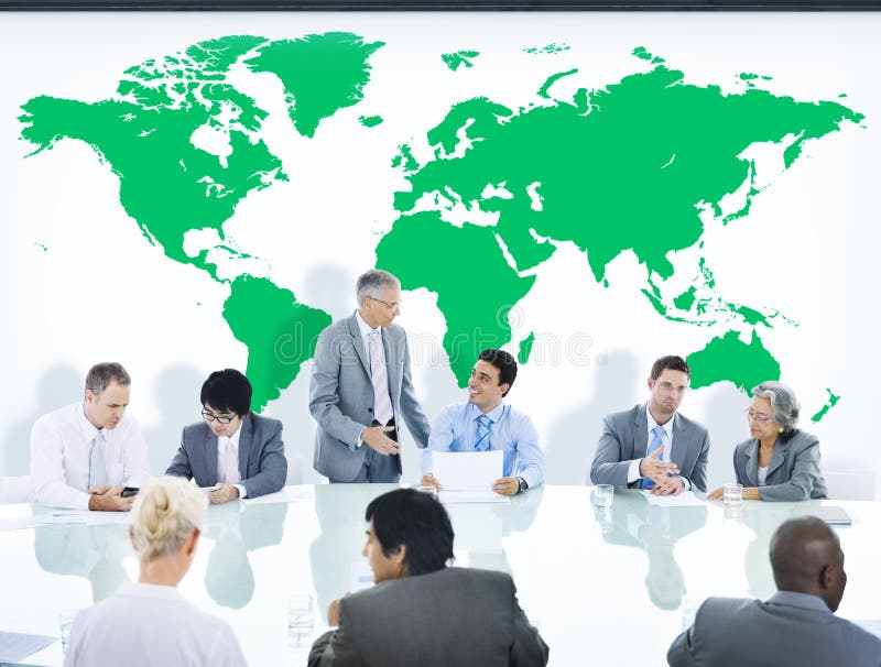 Business People Having Discussion World Map Stock Photos - Free ...