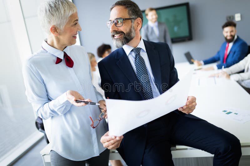 Business People Having Fun and Chatting at Workplace Office Stock Image ...