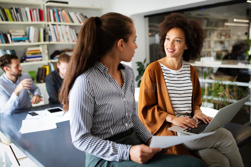 Business People Having Fun and Chatting at Workplace Office Stock Photo ...