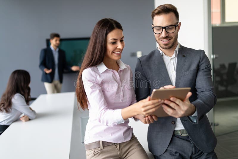 Business People Having Fun and Chatting at Workplace Office Stock Image ...