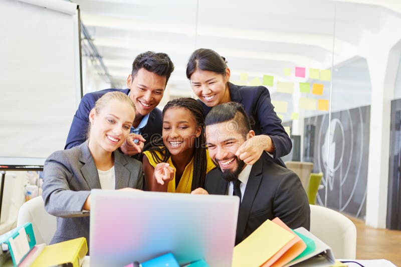 Business People Having Fun with Computer Stock Photo - Image of ...