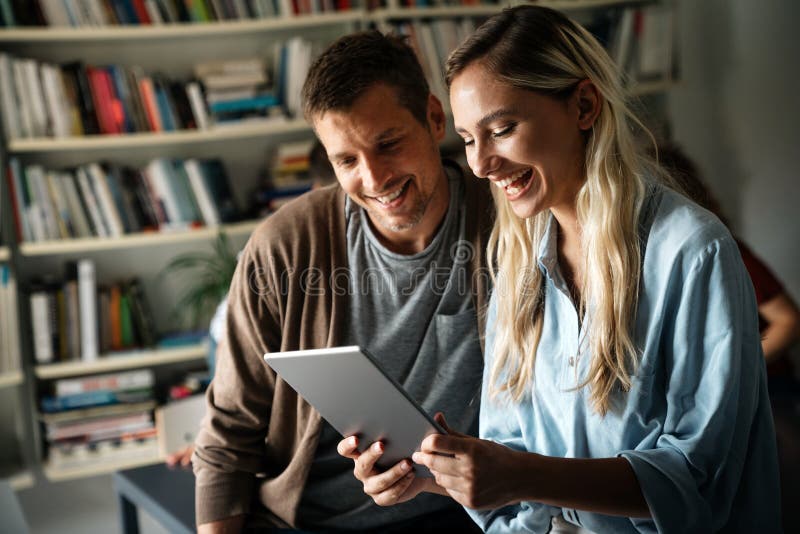 Business People Having Fun, Teamwork and Chatting at Workplace Office ...