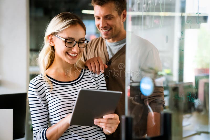 Business People Having Fun, Teamwork and Chatting at Workplace Office ...
