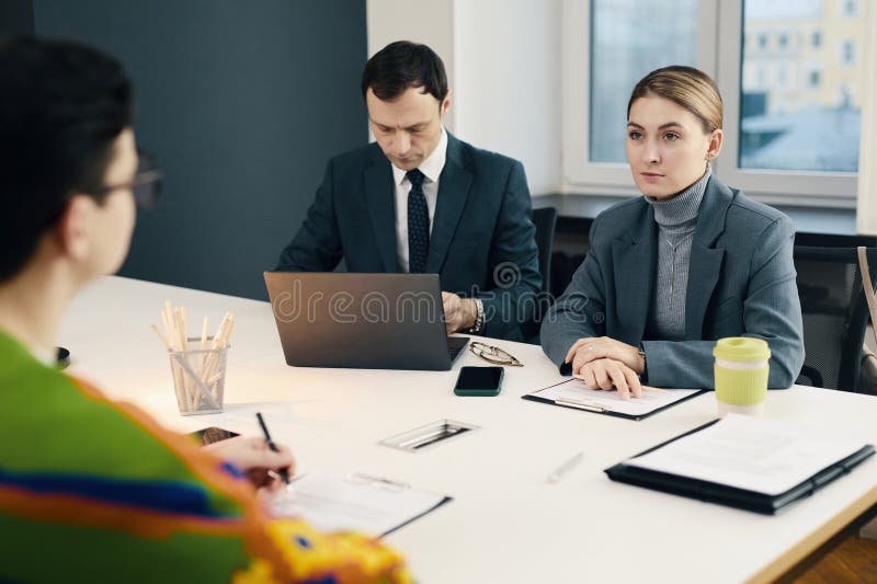Business People Having Interview with Candidate Stock Photo - Image of ...
