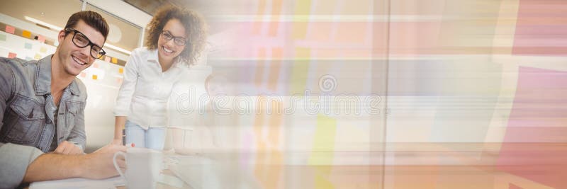 Business People Having a Meeting with Colorful Transition Effect Stock ...