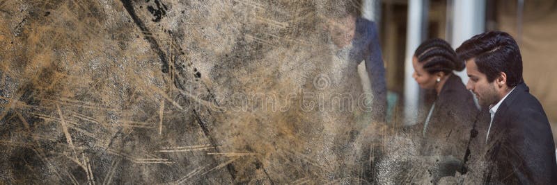 Business People Having a Meeting with Grunge Transition Effect Stock ...