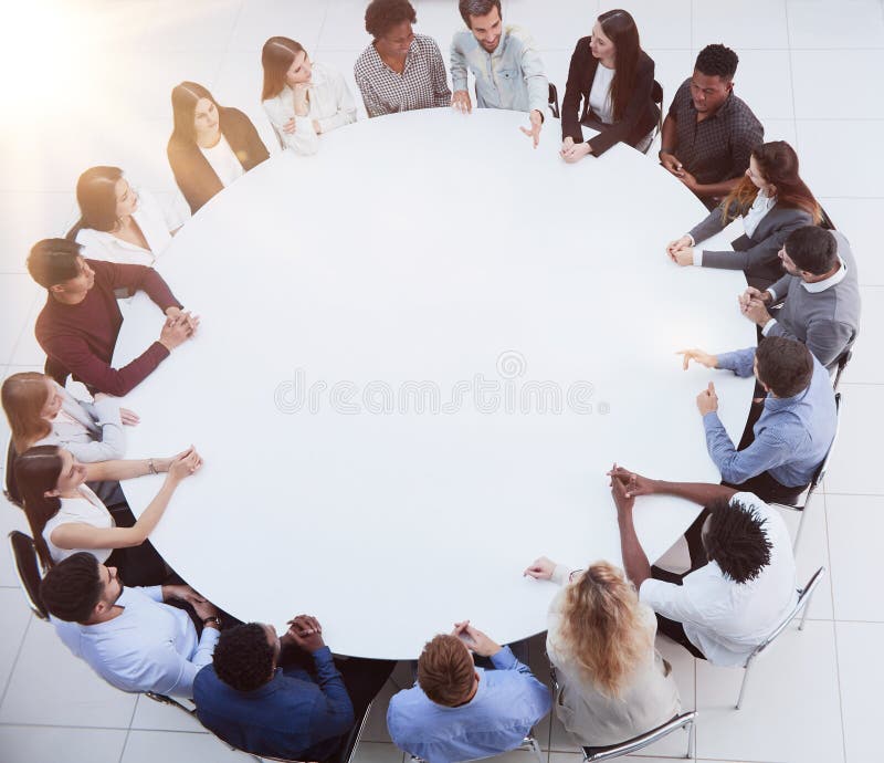 Business People Having a Meeting at Round Table Stock Image - Image of ...