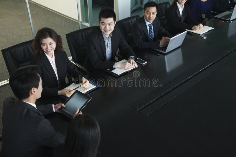Business People Having Meeting, Sitting at Conference Table Stock Image ...
