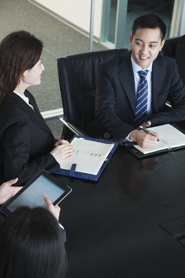 Business People Having Meeting, Sitting at Conference Table Stock Image ...