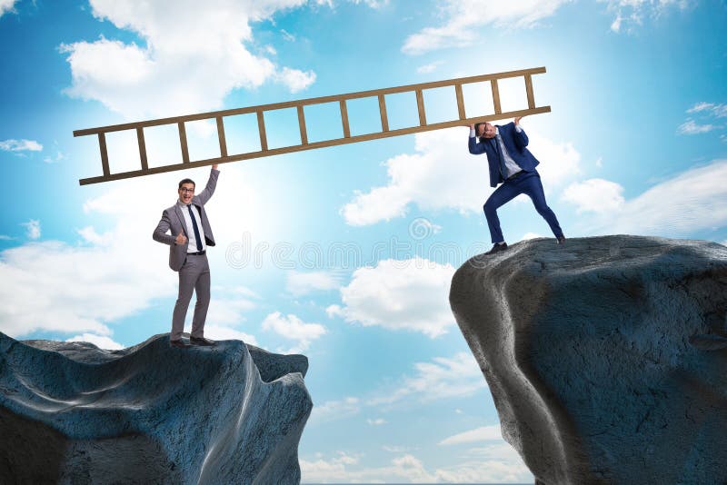 Business People Helping To Go Over Chasm Stock Image - Image of ...