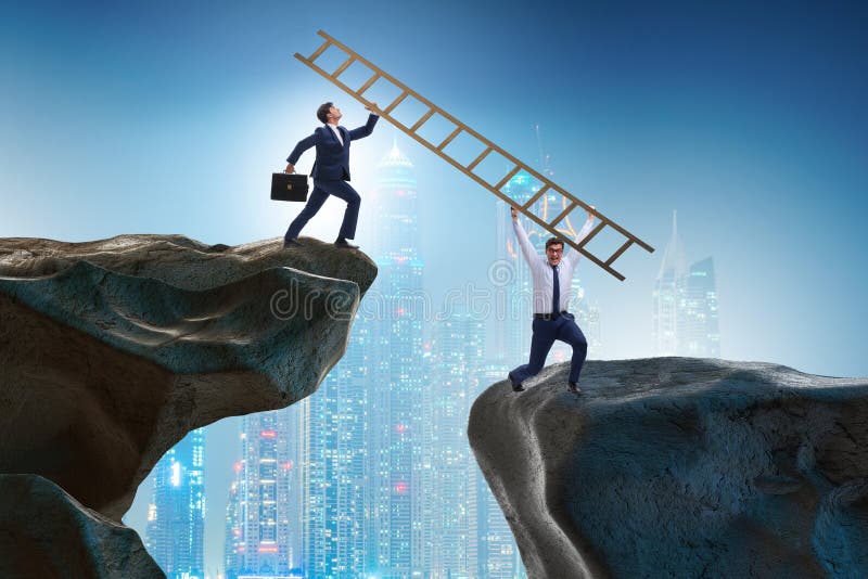 Business People Helping To Go Over Chasm Stock Image - Image of helping ...