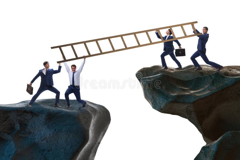 Business People Helping To Go Over Chasm Stock Photo - Image of friend ...