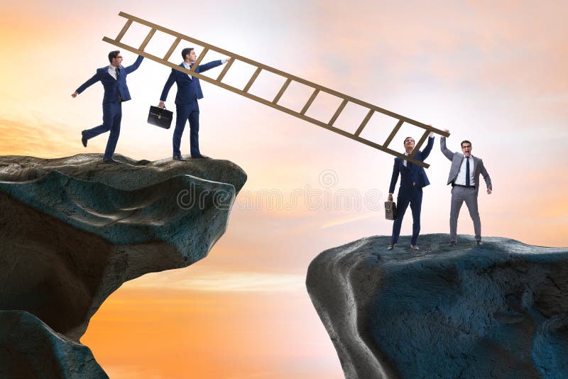Business People Helping To Go Over Chasm Stock Image - Image of ...