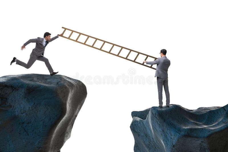 Business People Helping To Go Over Chasm Stock Image - Image of escape ...