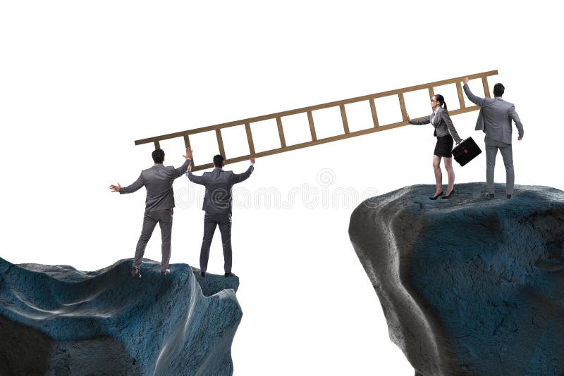 Business People Helping To Go Over Chasm Stock Image - Image of ...