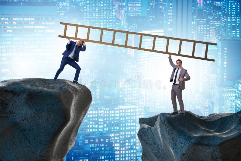 Business People Helping To Go Over Chasm Stock Photo - Image of future ...