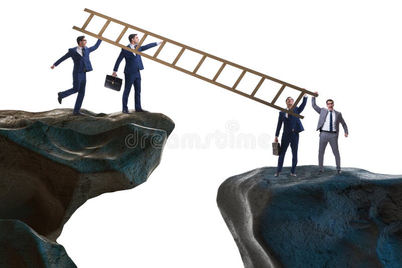 Business People Helping To Go Over Chasm Stock Image - Image of growth ...