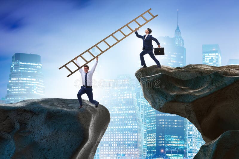 Business People Helping To Go Over Chasm Stock Image - Image of ...