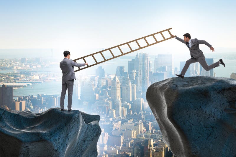 Business People Helping To Go Over Chasm Stock Photo - Image of chasm ...