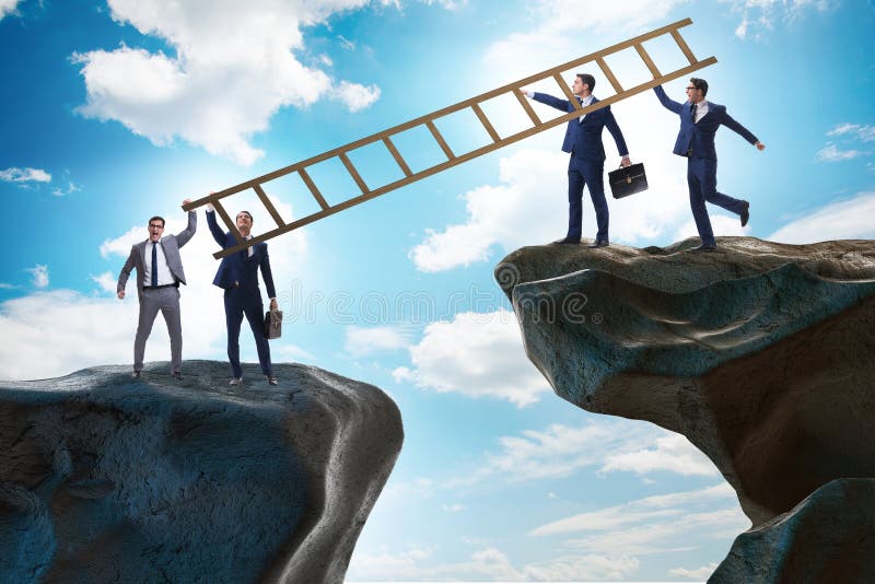 Business People Helping To Go Over Chasm Stock Photo - Image of chasm ...