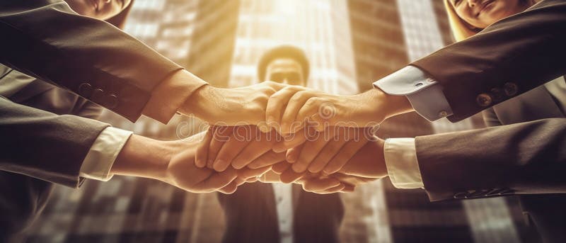 Business People Holding Hands in Stack, Creating Teamwork Concept ...