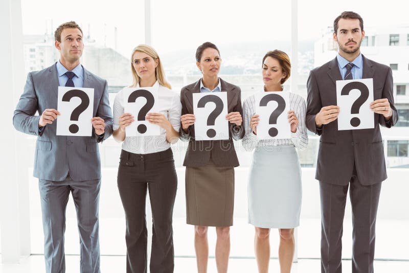 Business People Holding Question Mark Signs Stock Photo - Image of ...