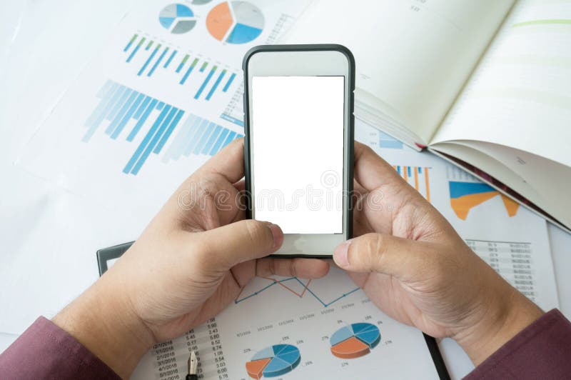 Business People Holding SmartphoneÂ working Mobile Devices. Cell ...