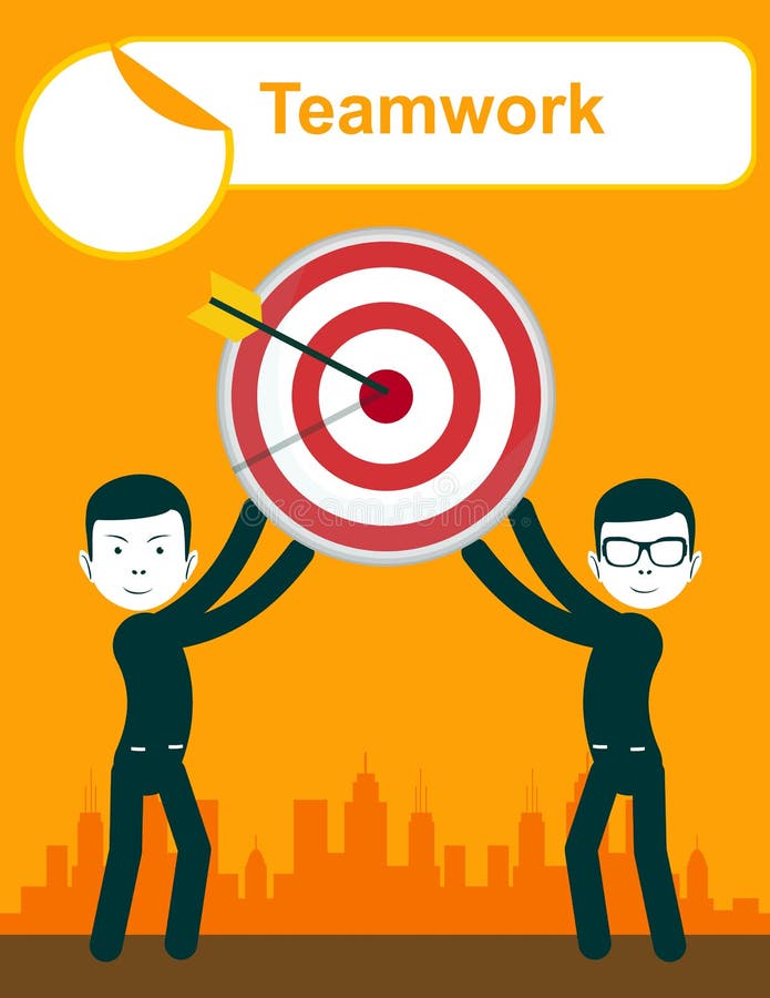 Business People Holding Target with Arrow. Teamwork Stock Vector ...