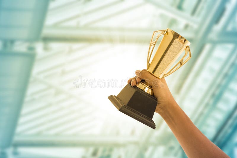 Business People Holding Trophy Award Stock Photo - Image of trophy ...