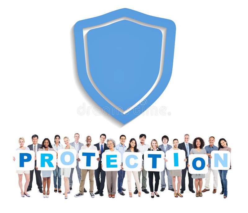 Business People Holding Word Protection Stock Photo - Image of smiling ...