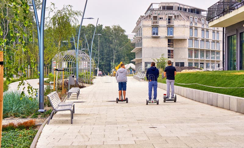 Business People on Hoverboard Control the Construction Site on the ...