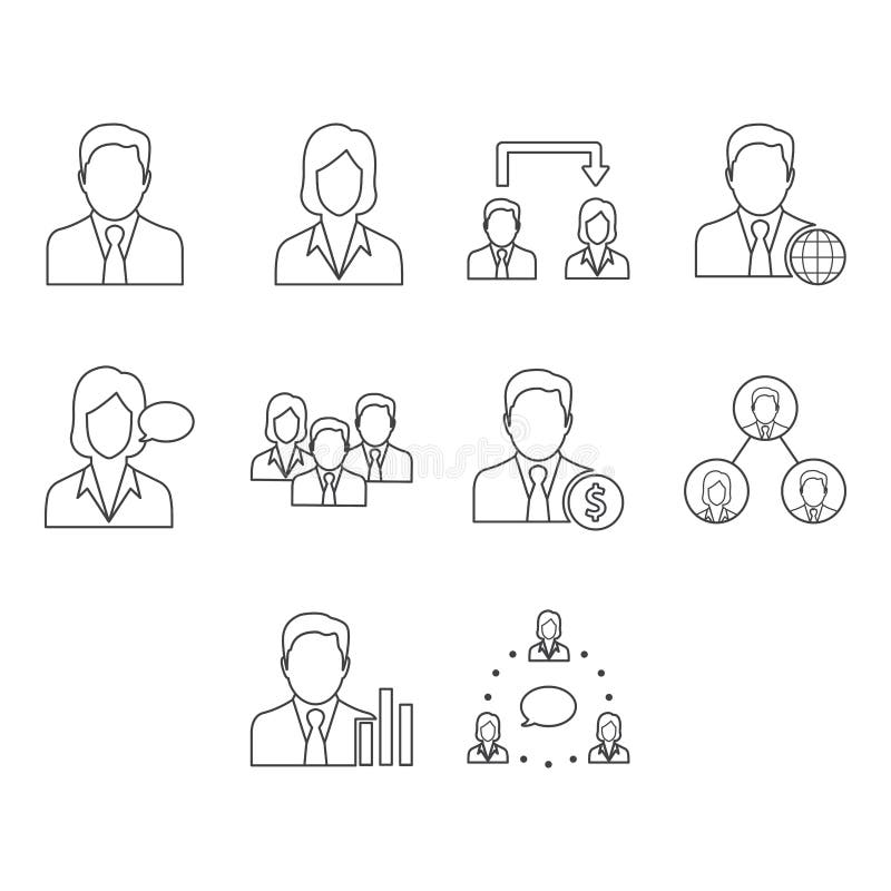 Business people icon set stock vector. Illustration of vector - 253956658