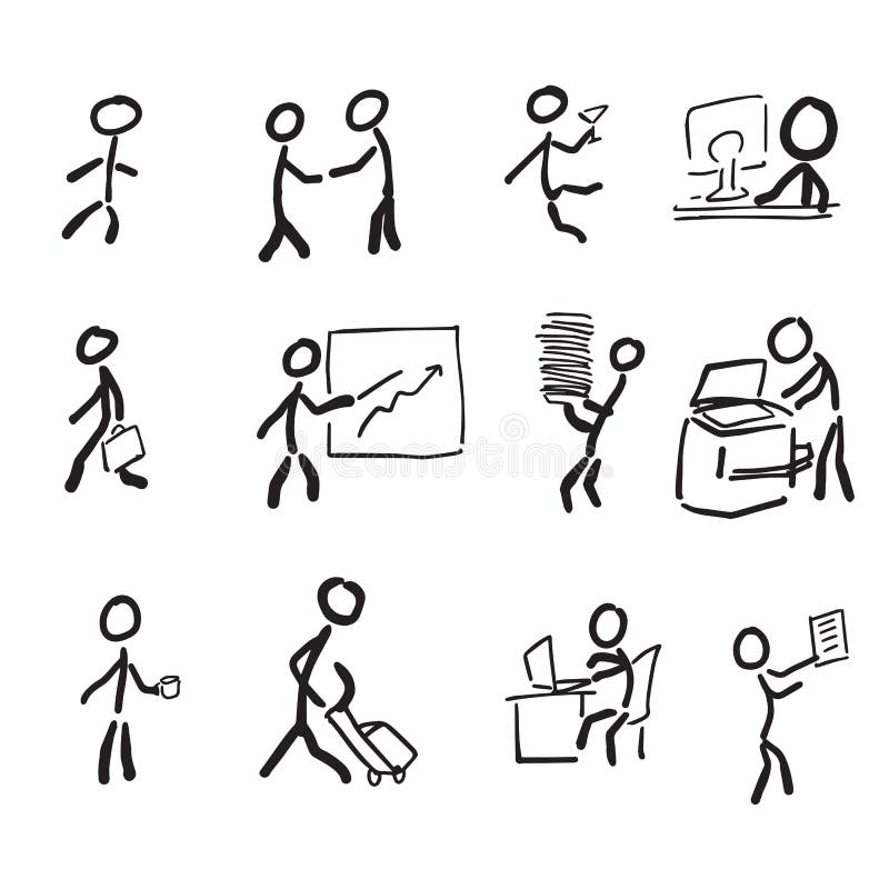 Business People Icons Brush Drawing Stock Vector - Illustration of ...