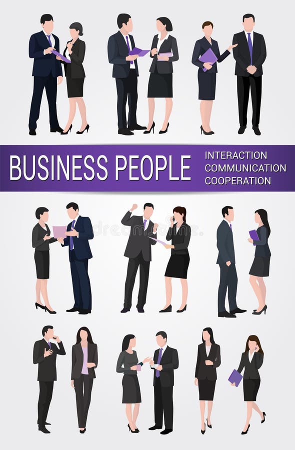 Business People Interaction Cooperation Communication Stock Vector ...