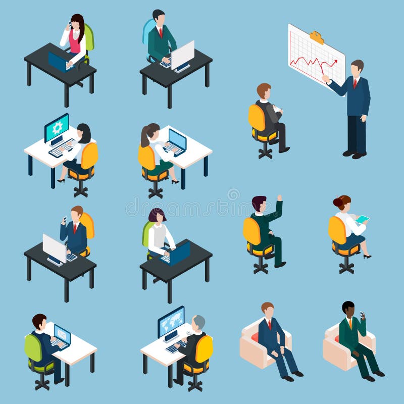 Business People Isometric Pictograms Collection Stock Vector ...